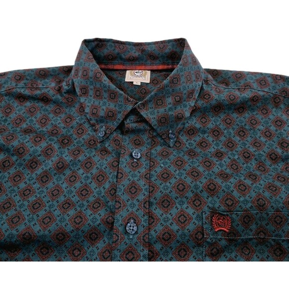 Cinch | Shirts | Cinch Shirt Mens Large Blue Red Geometric Print ...